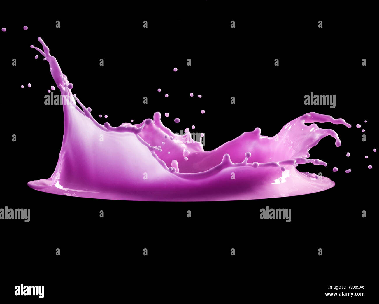 purple paint splash isolated on black background Stock Photo - Alamy