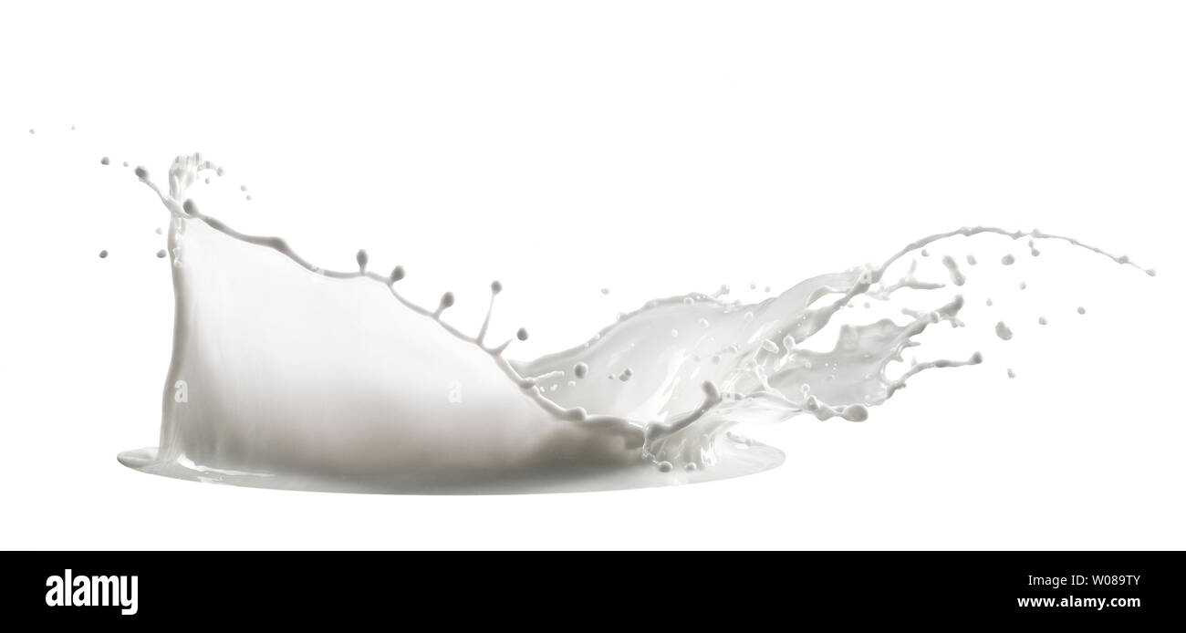 milk splash isolated on white background Stock Photo - Alamy