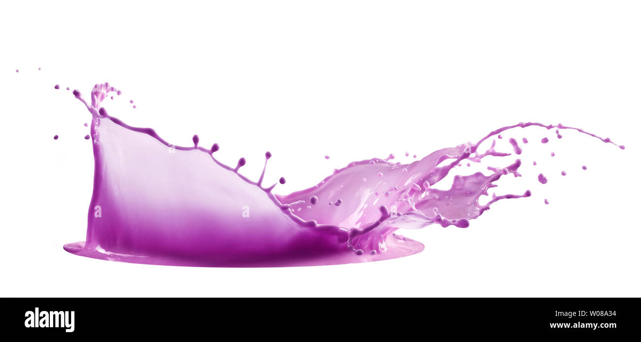 purple paint splash isolated on white background Stock Photo - Alamy