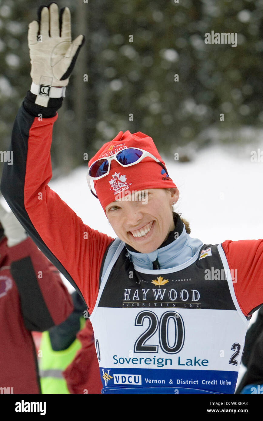 Canada's Beckie Scott celebrates winning silver in the women's pursuit ...