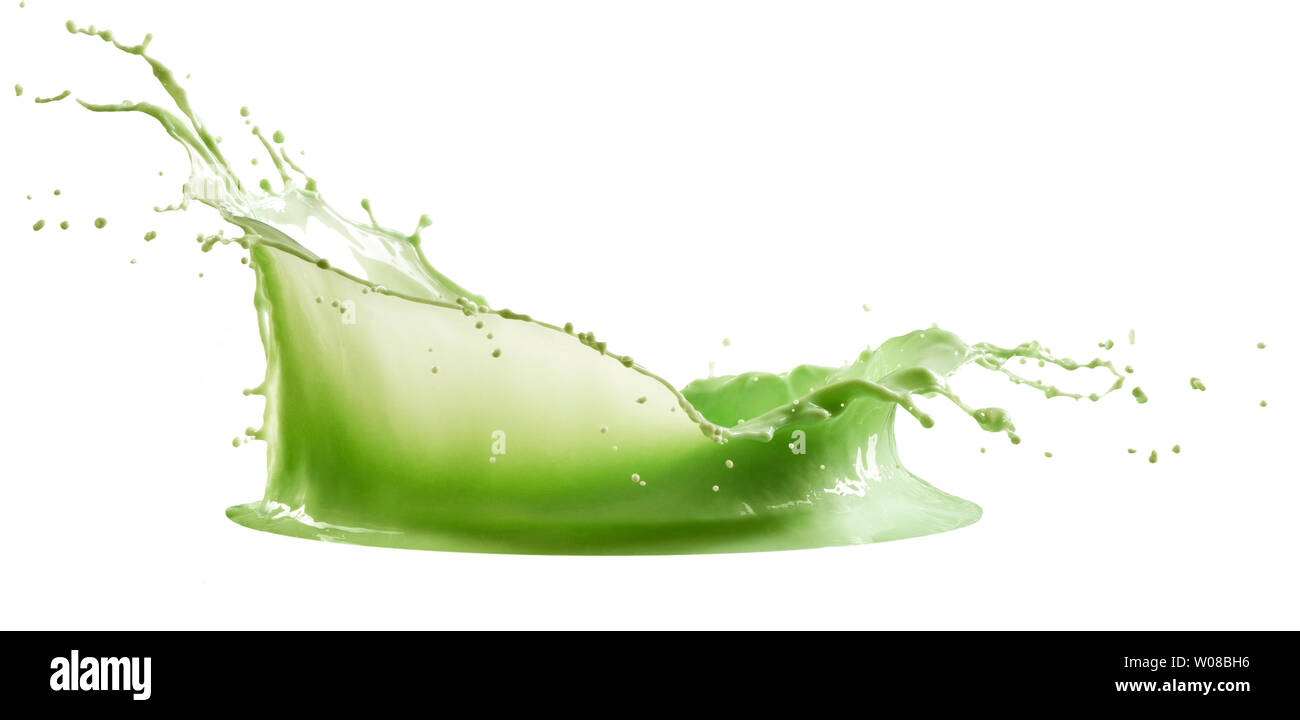 green paint splash isolated on white background Stock Photo - Alamy