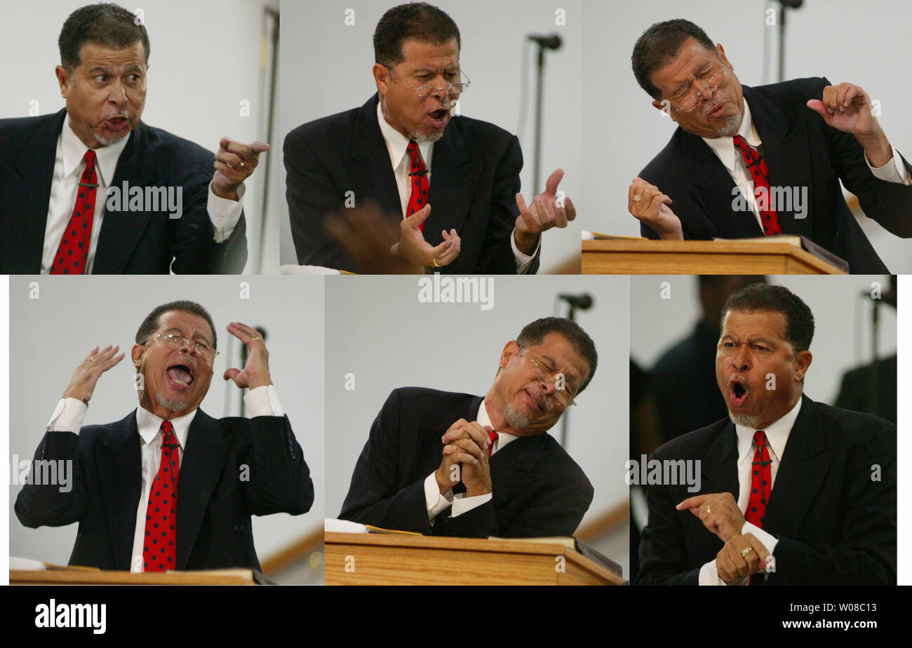 Pastor Ronald Logan delivers an energetic sermon at Greater Grace ...