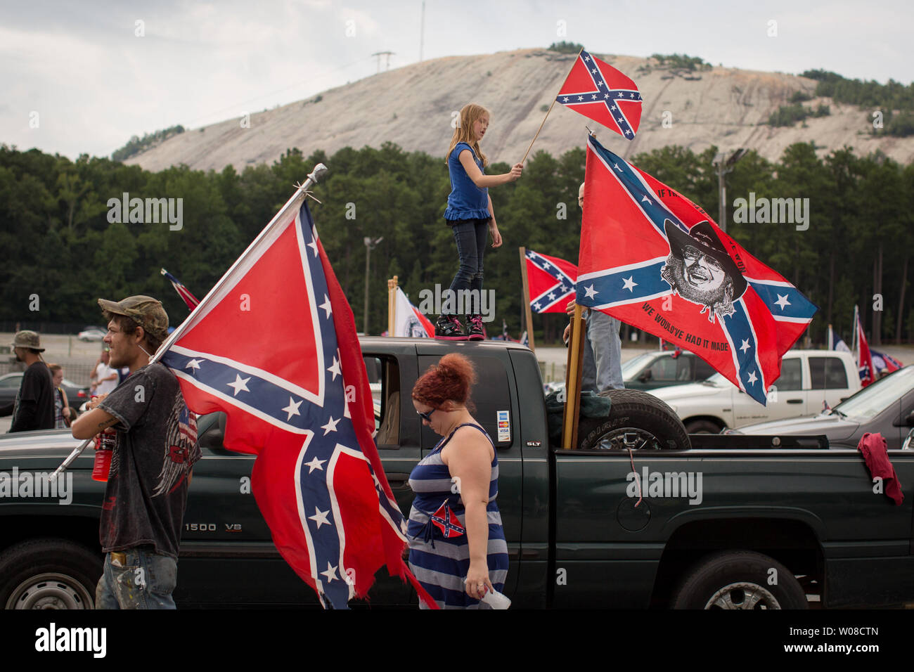 People participating in Confederate flag rally at Stone Mountain Park ...