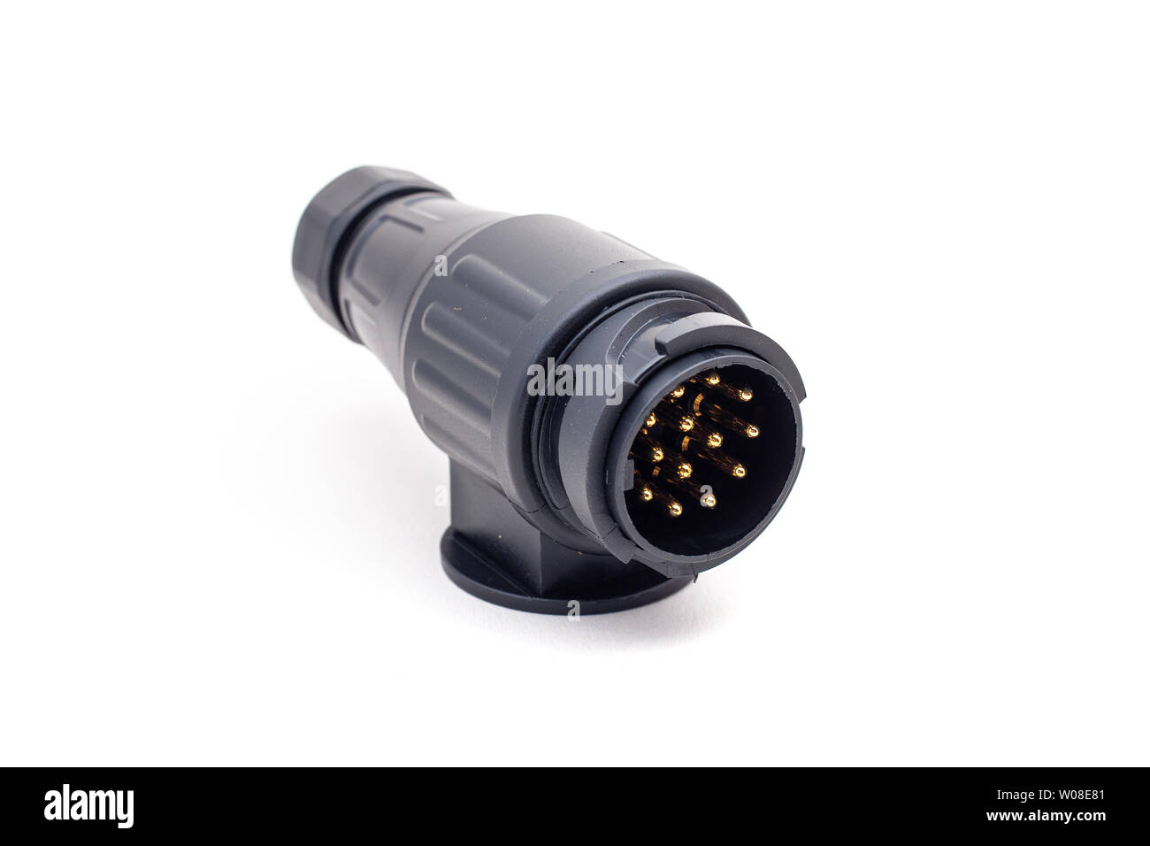 13 pin trailer socket for car or truck on isolated white background ...