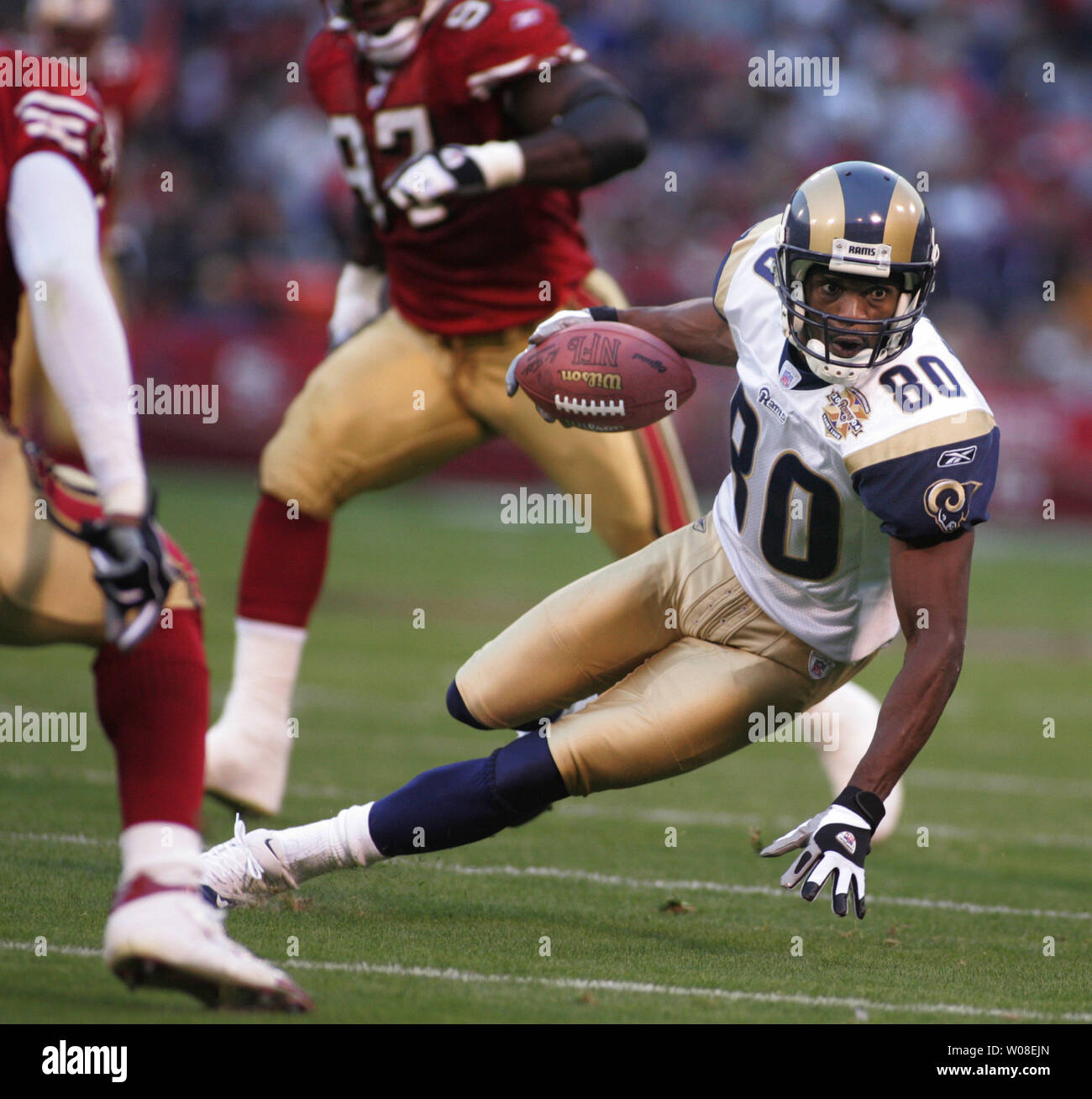 St. Louis Rams Isaac Bruce makes a sharp cut against the 49ers at ...