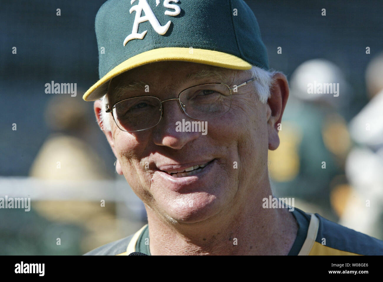 Oakland Athletics Manager Ken Macha talks to the press before the first ...