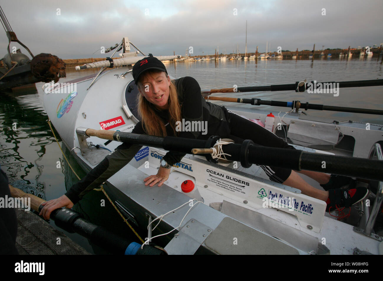 British environmentalist Roz Savage, shown departing from Crescent City ...
