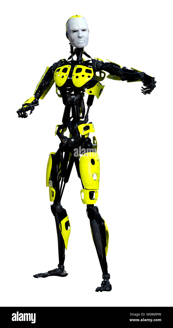 3D rendering of a male robot isolated on white background Stock Photo ...