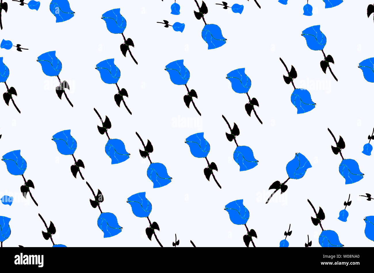 Beautiful blue roses seamless pattern on white background for textile ...