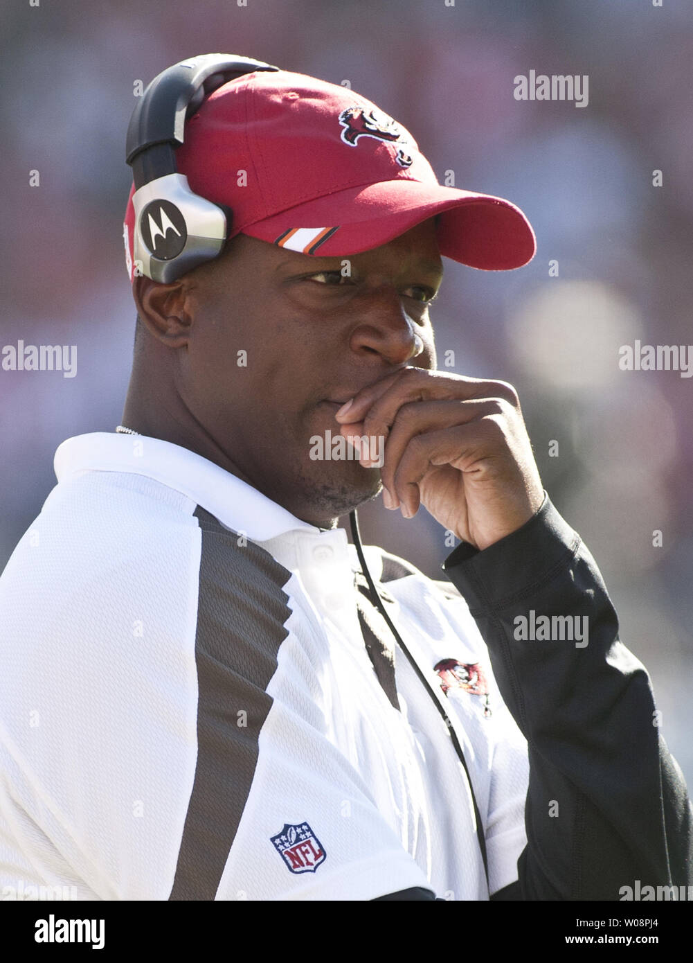 Tampa Bay Buccaneers Head Coach Raheem Morris watches his team lose to ...