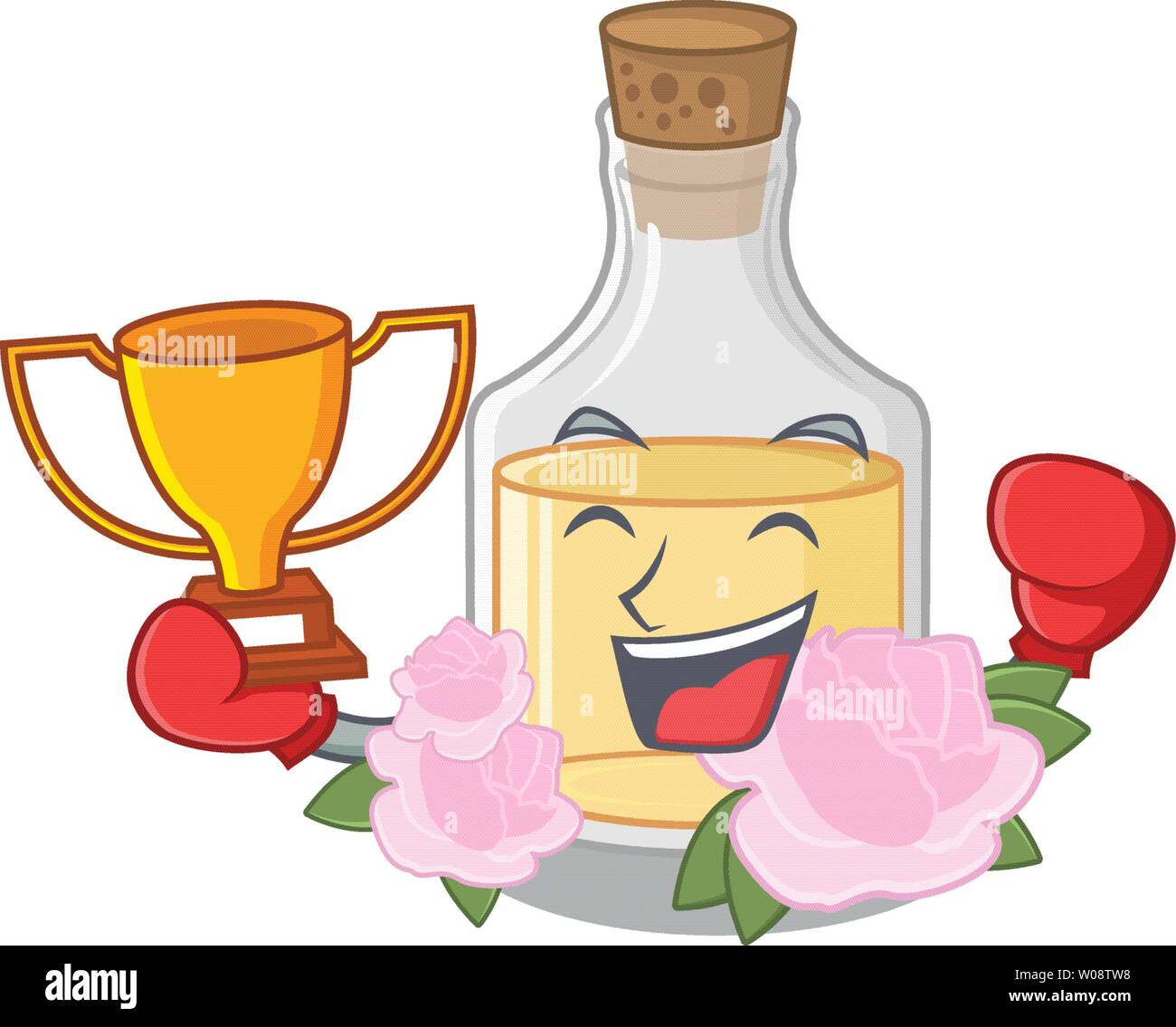 Boxing winner rose oil poured in cartoon bottle Stock Vector Image ...