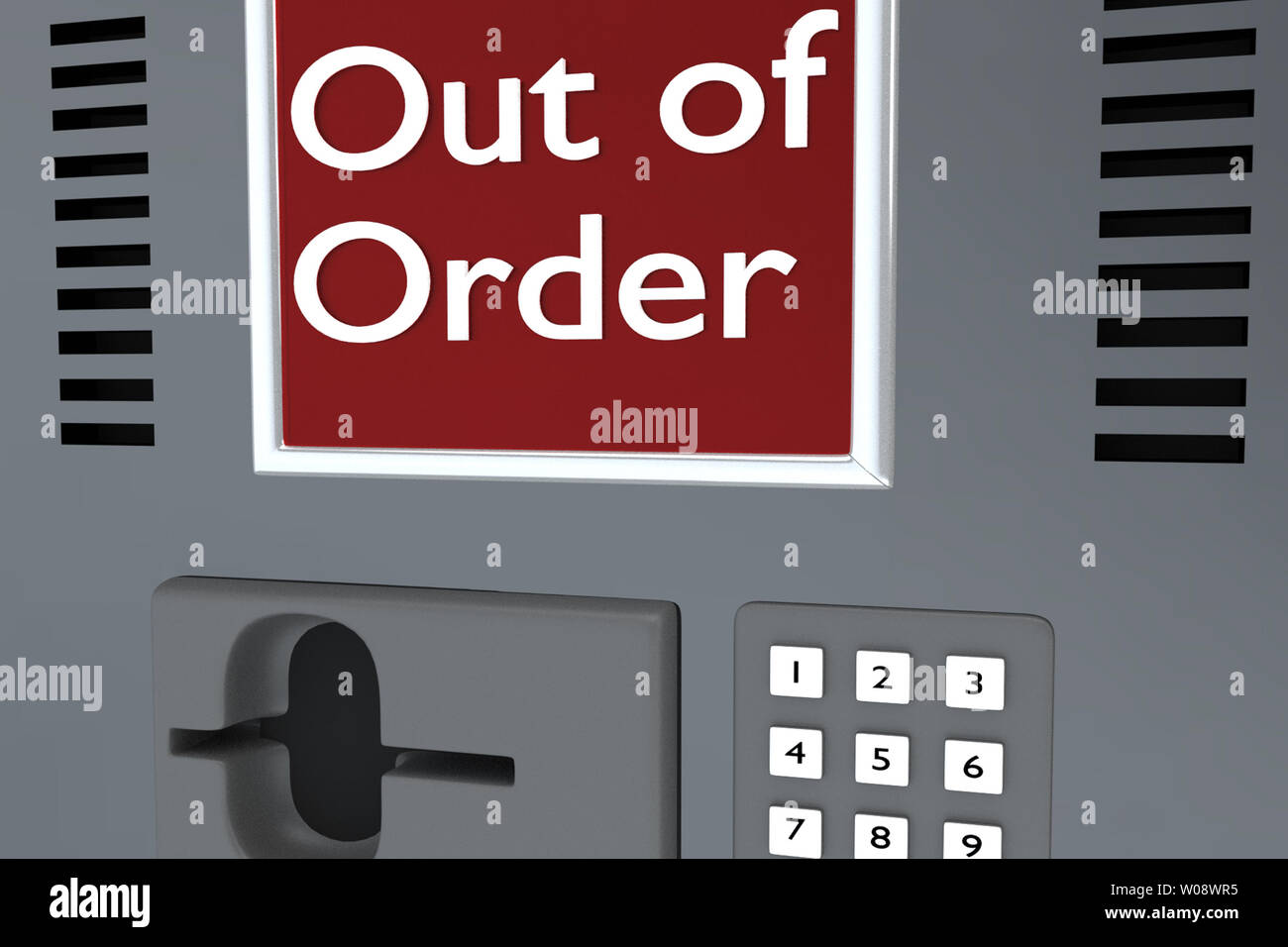 3D illustration of Out of Order title on a kiosk screen Stock Photo - Alamy