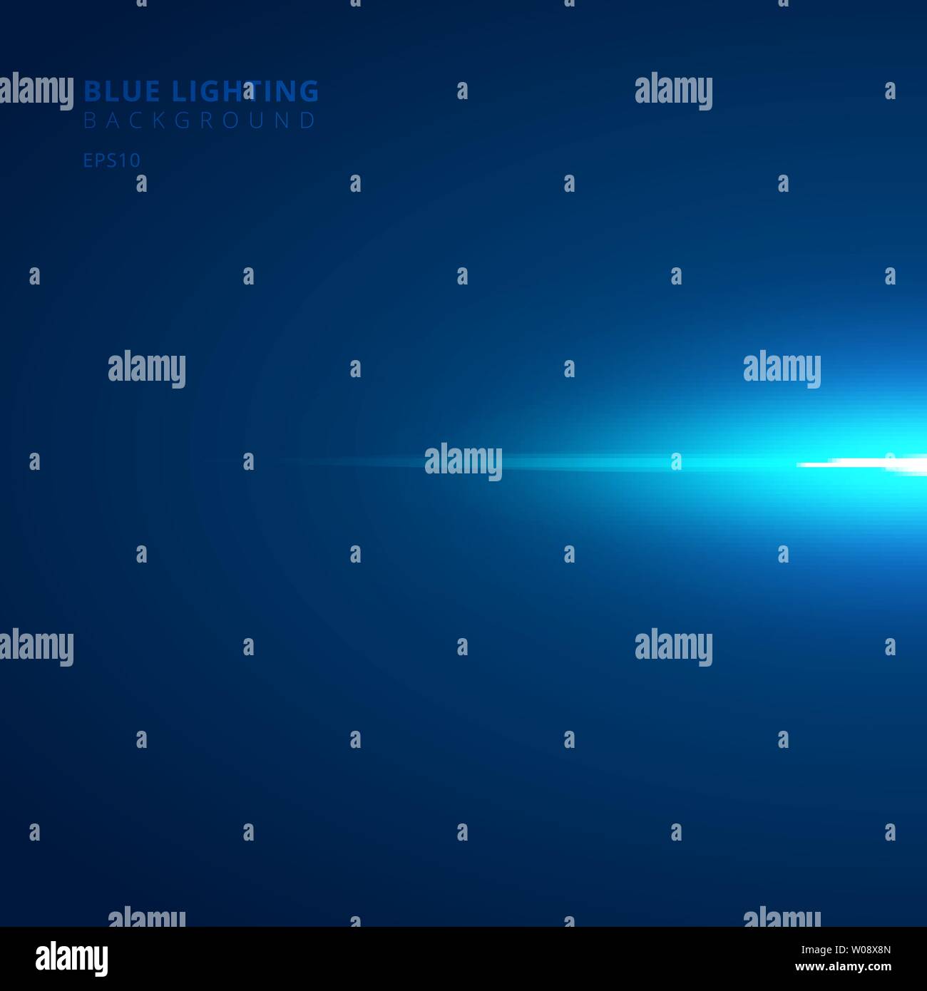 Abstract horizontal blue ray light strips on dark background. vector ...