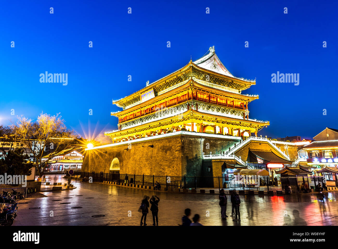 Building in Xi'an at night Stock Photo - Alamy