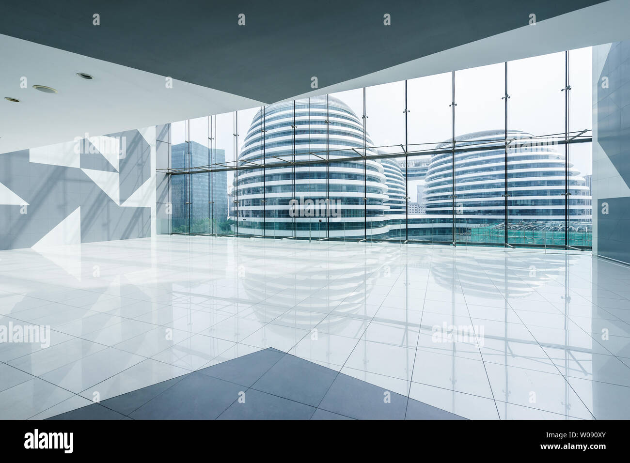 Modern building interior view window Stock Photo - Alamy