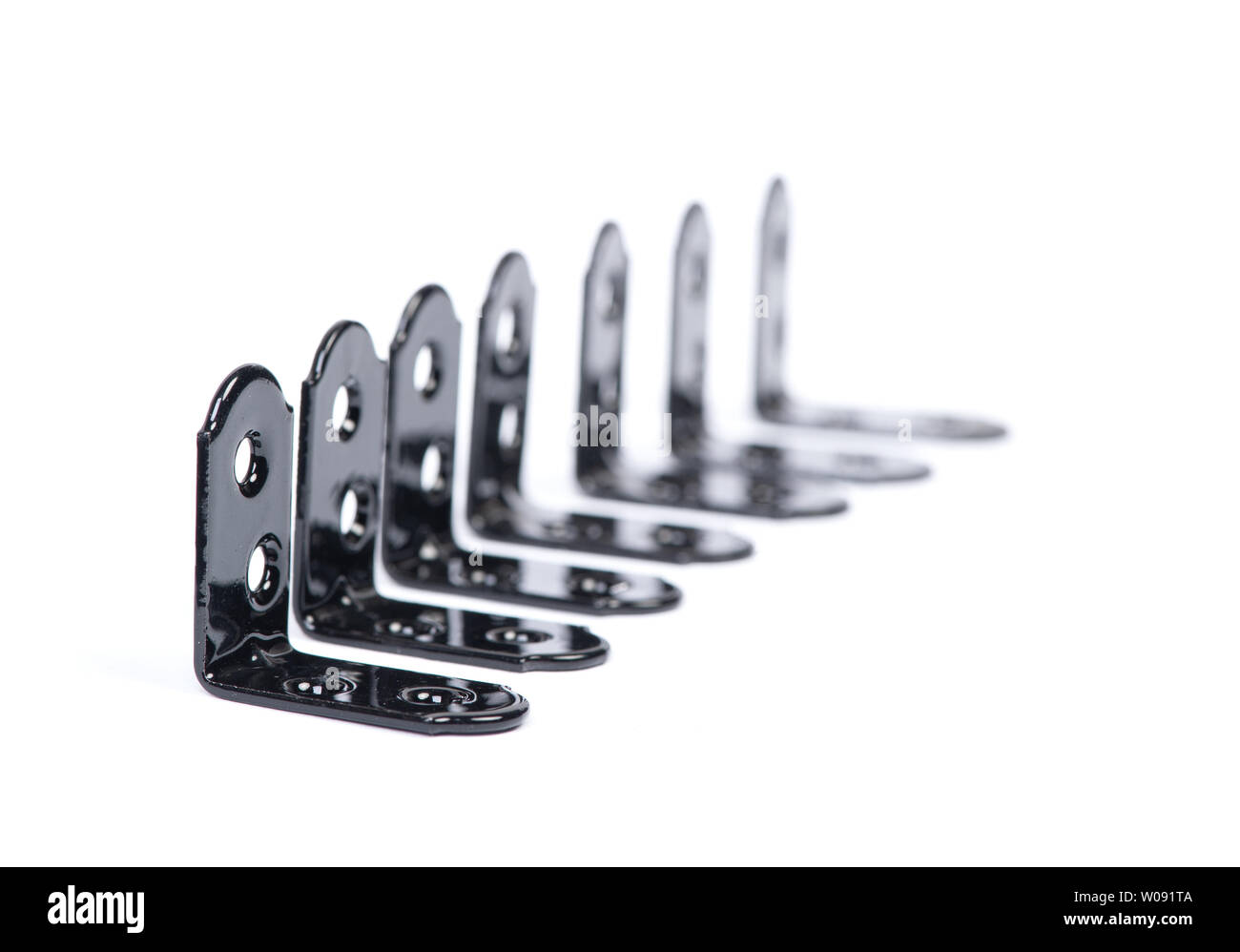 Group of black metallic angle fixators. Mounting metal angle corners ...
