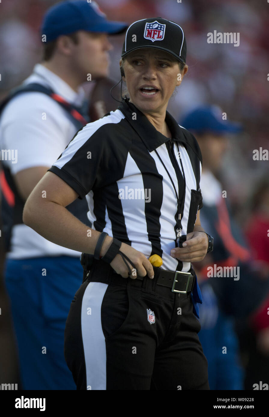 NFL Line Judge Catherine Conti officiates on the sidelines of the San ...