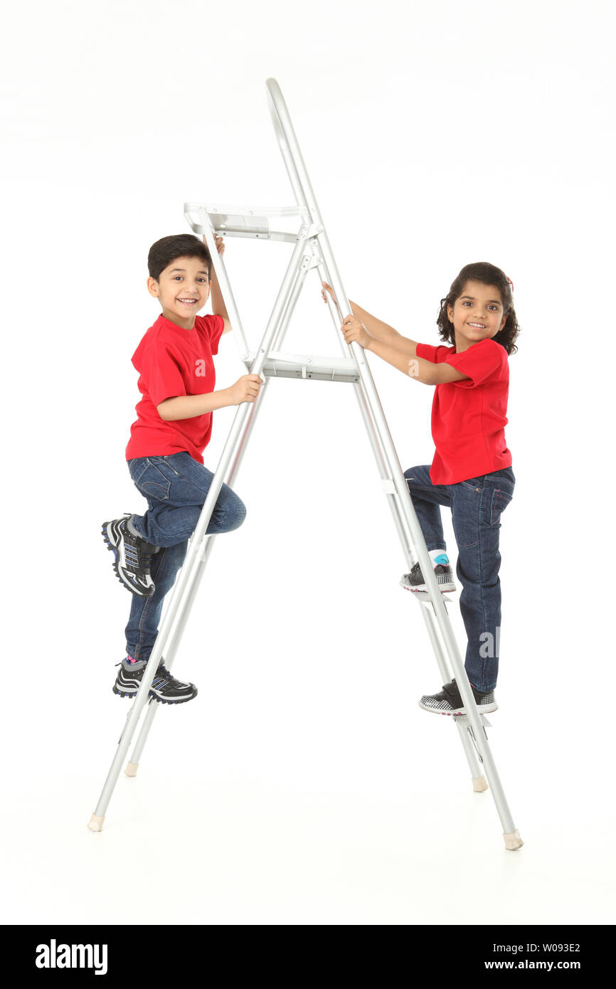 Two children climbing Cut Out Stock Images & Pictures - Alamy
