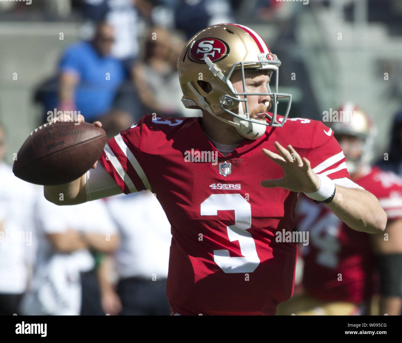 San Francisco 49ers QB C.J. Beathard (3) passes in the first quarter ...
