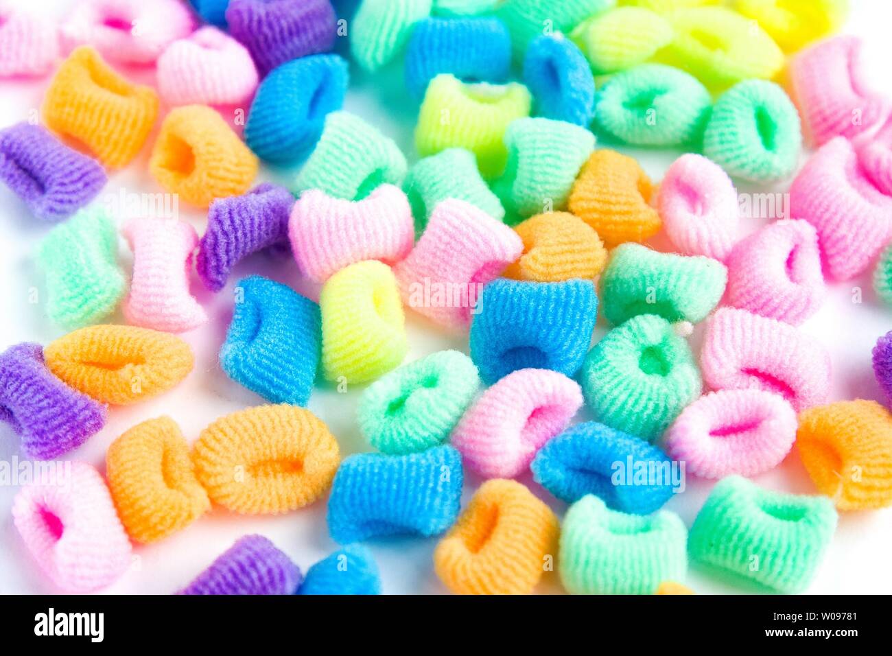 Bright multi-colored scrunchies on white background Stock Photo - Alamy