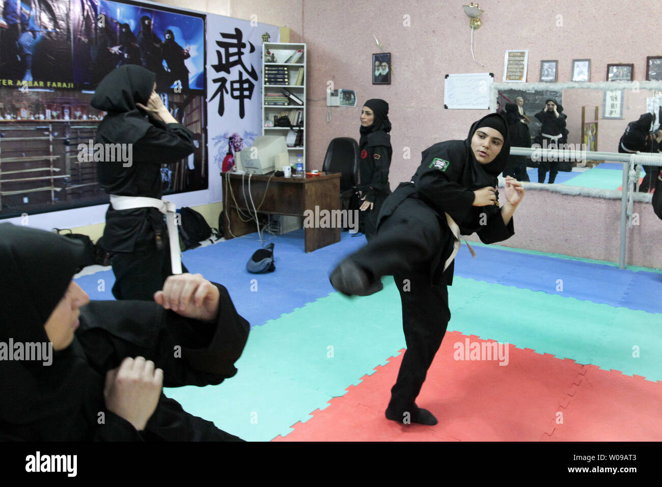 Women practice Ninjutsu at their gym in Karaj, 45 km (28 miles ...