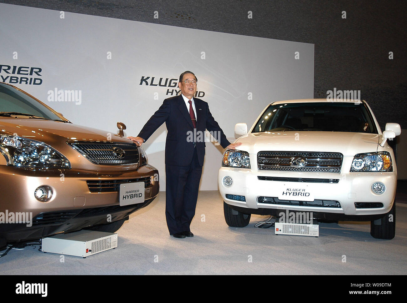 Fujio Cho, president of Toyota Motor Corporation introduces two newly ...