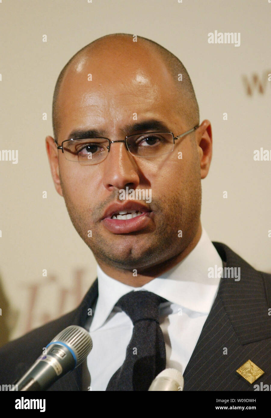 Saif Islam Gaddafi, son of Libyian leader Muammar Al-Gaddafi, opens his ...