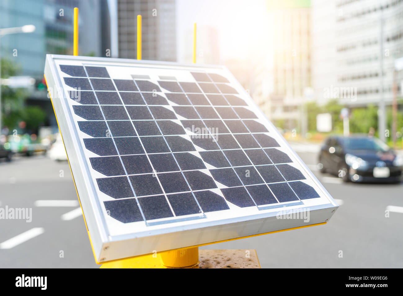 solar panel on street in tokyo with sunbeam Stock Photo - Alamy