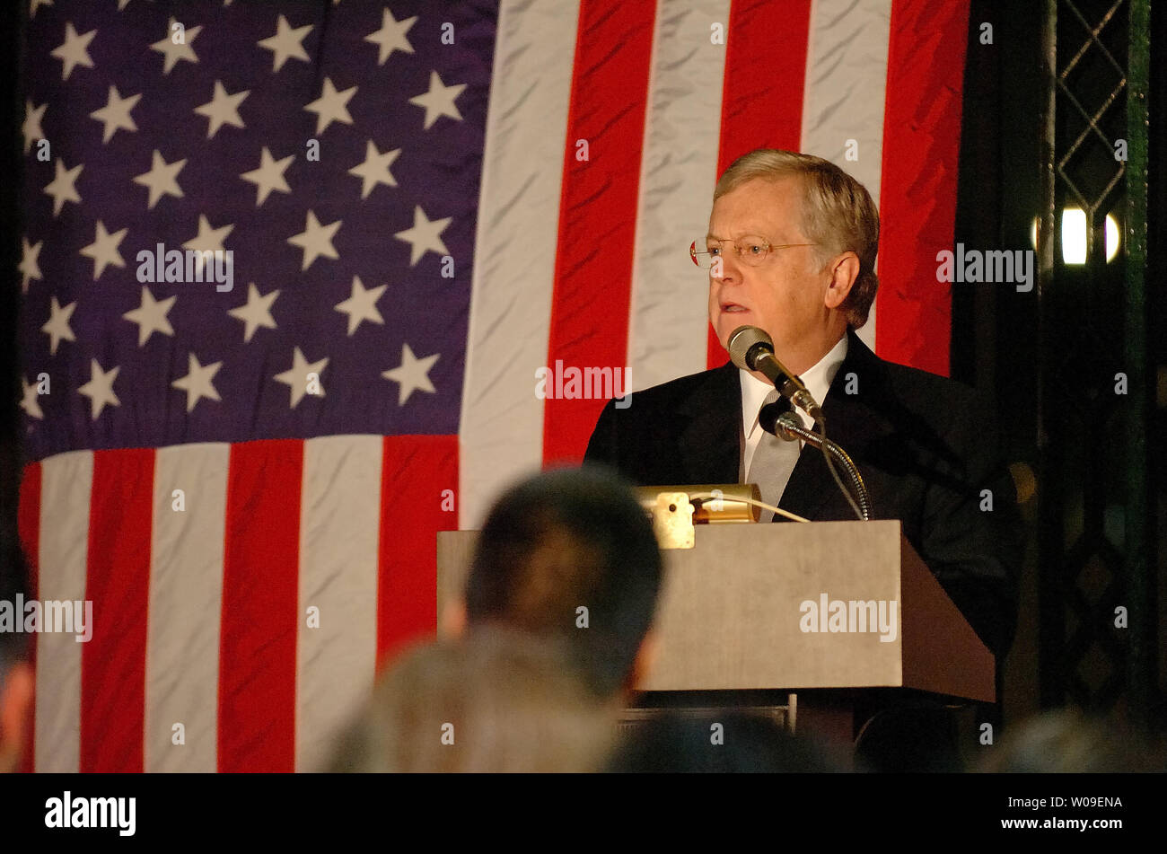 Thomas Schieffer, U.S. Ambassador to Japan, gives a brief salutation at ...