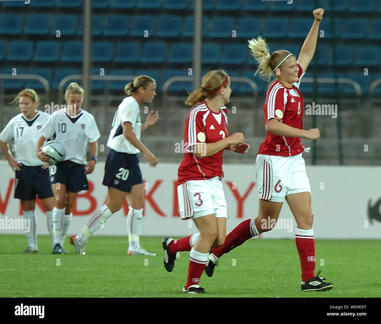 Denmark National team member Camilla Andersen celebrates her goal ...