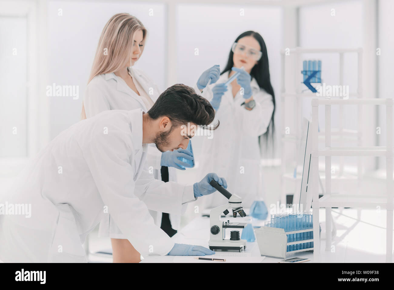 Group caucasian scientists in white hi-res stock photography and images ...