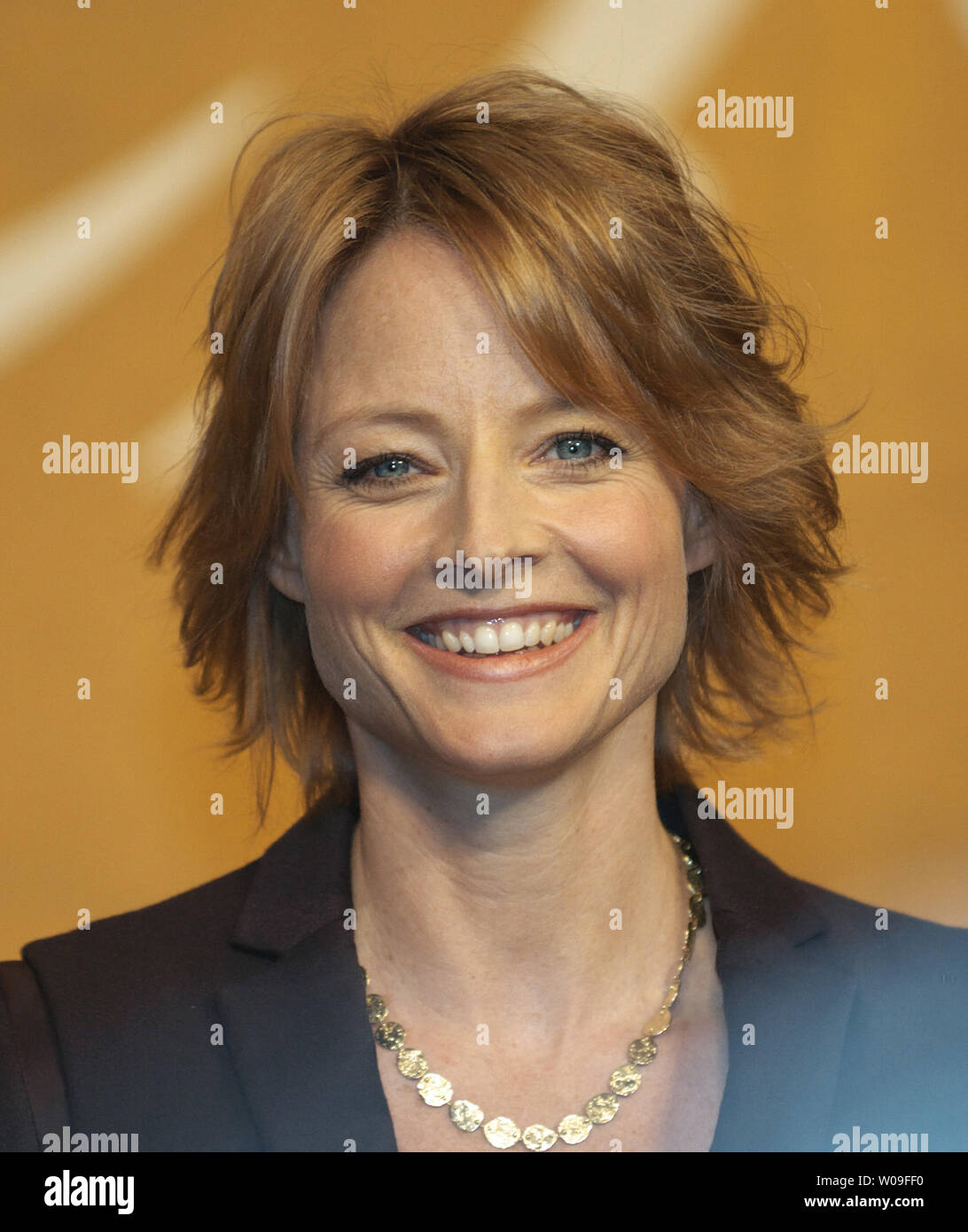 American actress Jodie Foster smiles at a press conference to promote ...
