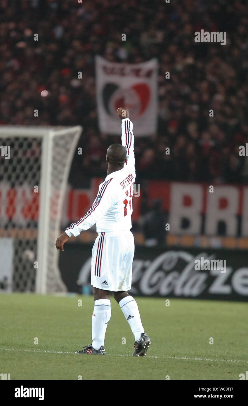 Clarence Seedorf Italian Ac Milan Celebrates After His Goal In The