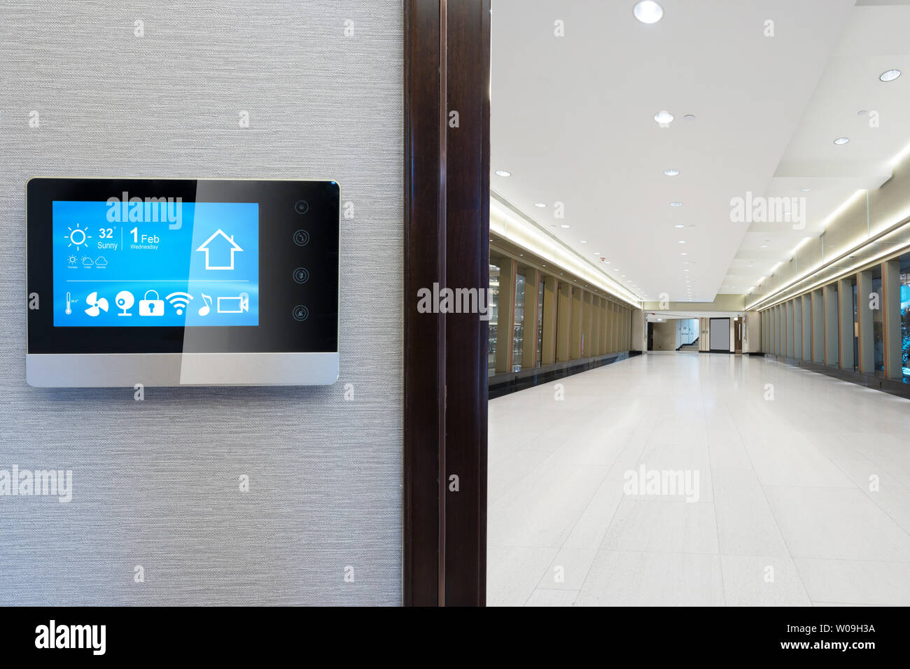 smart screen with smart home with modern corridor Stock Photo - Alamy
