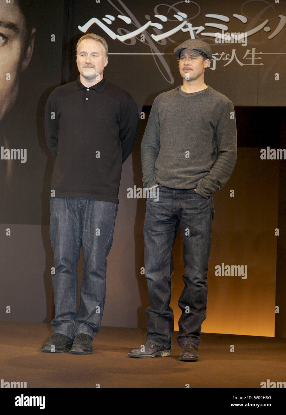Director David Fincher (L) and actor Brad Pitt (R) attends attends a ...