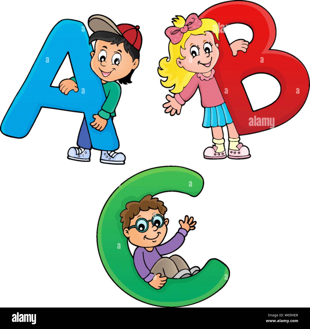 Children with letters ABC theme 1 - eps10 vector illustration Stock ...