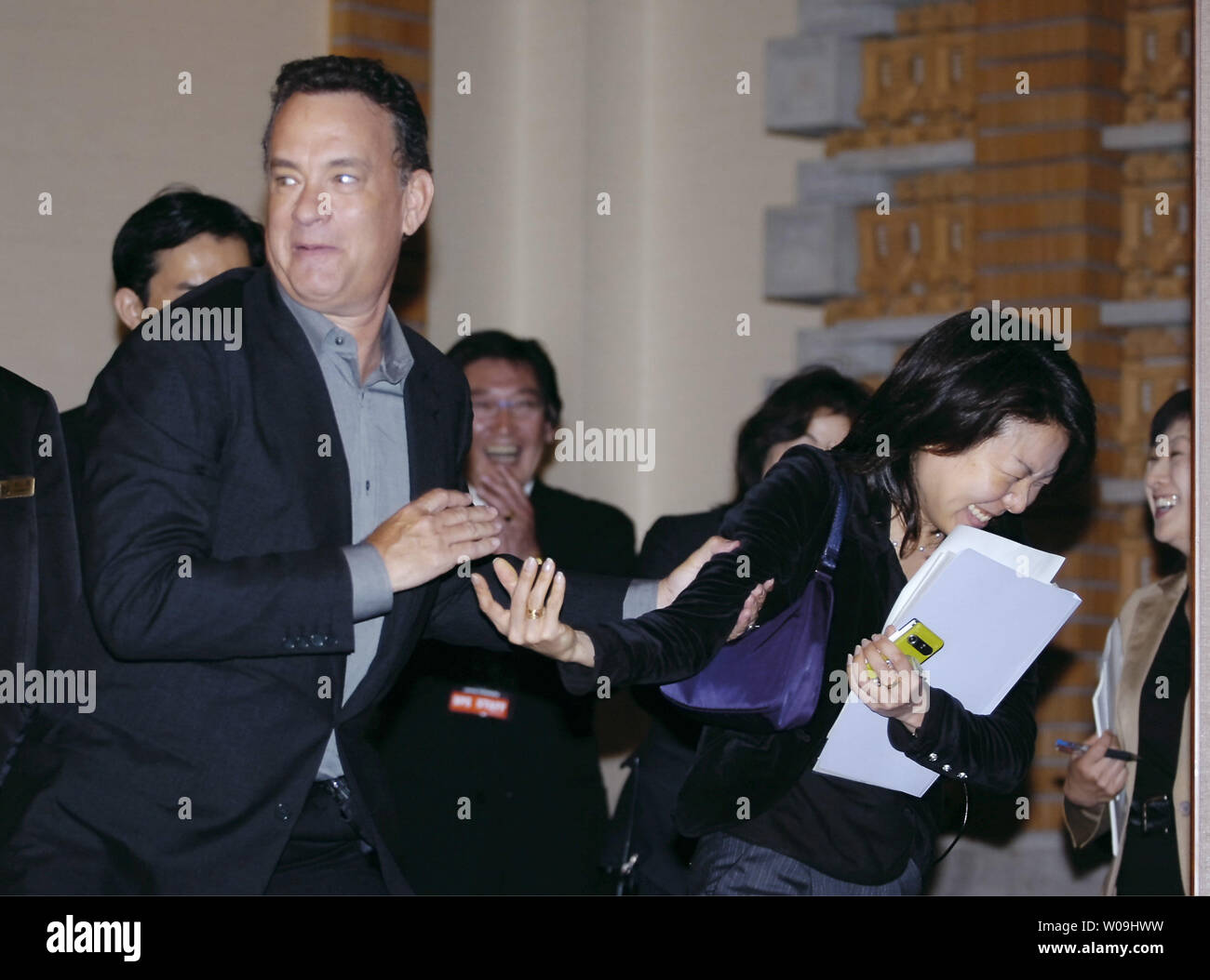 Actor Tom Hanks attends a press conference for the film "Angels ...