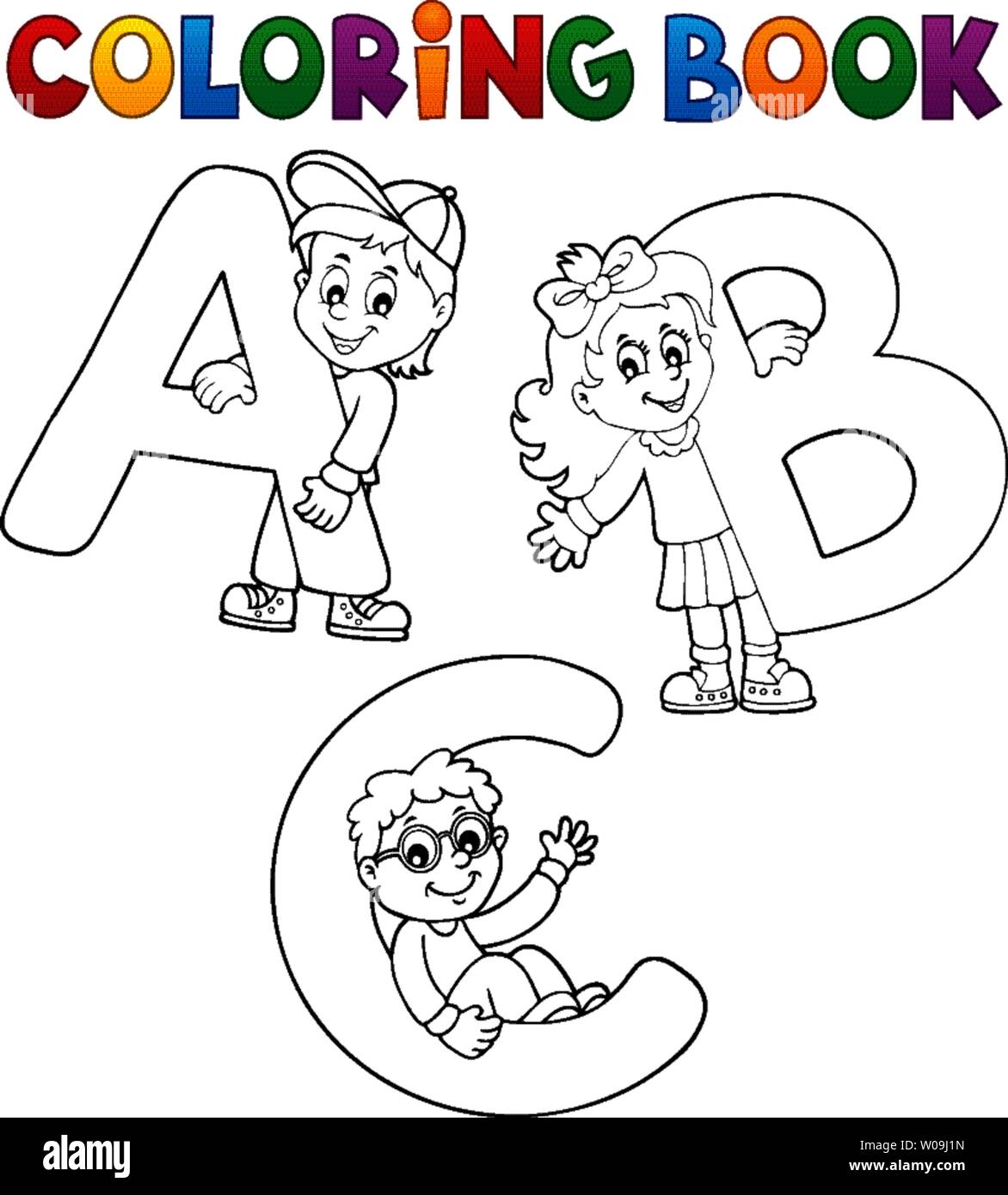 Coloring book children with letters ABC - eps10 vector illustration ...