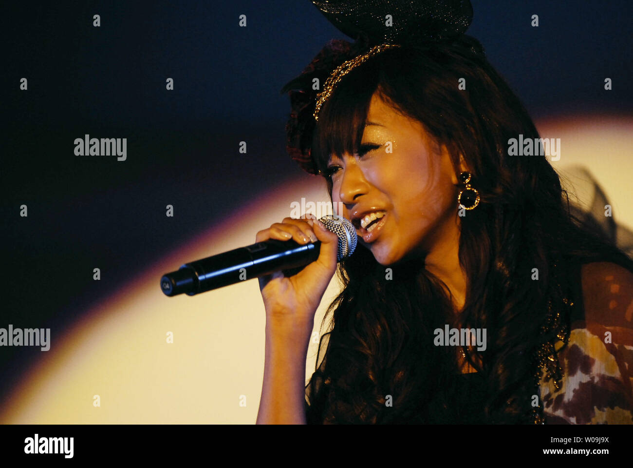 Japanese singer Teruma Aoyama sings on the stage during the world ...