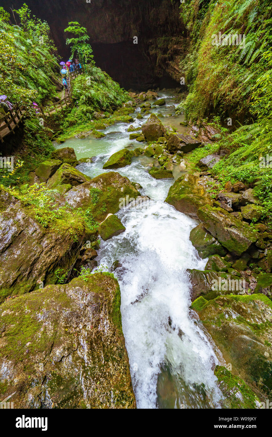 A stream at the seam of the Wulong Long Water Gorge Stock Photo - Alamy