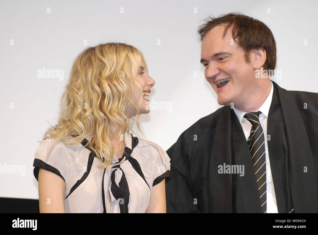 French actress Julie Dreyfus (L) and director Quentin Tarantino attend ...