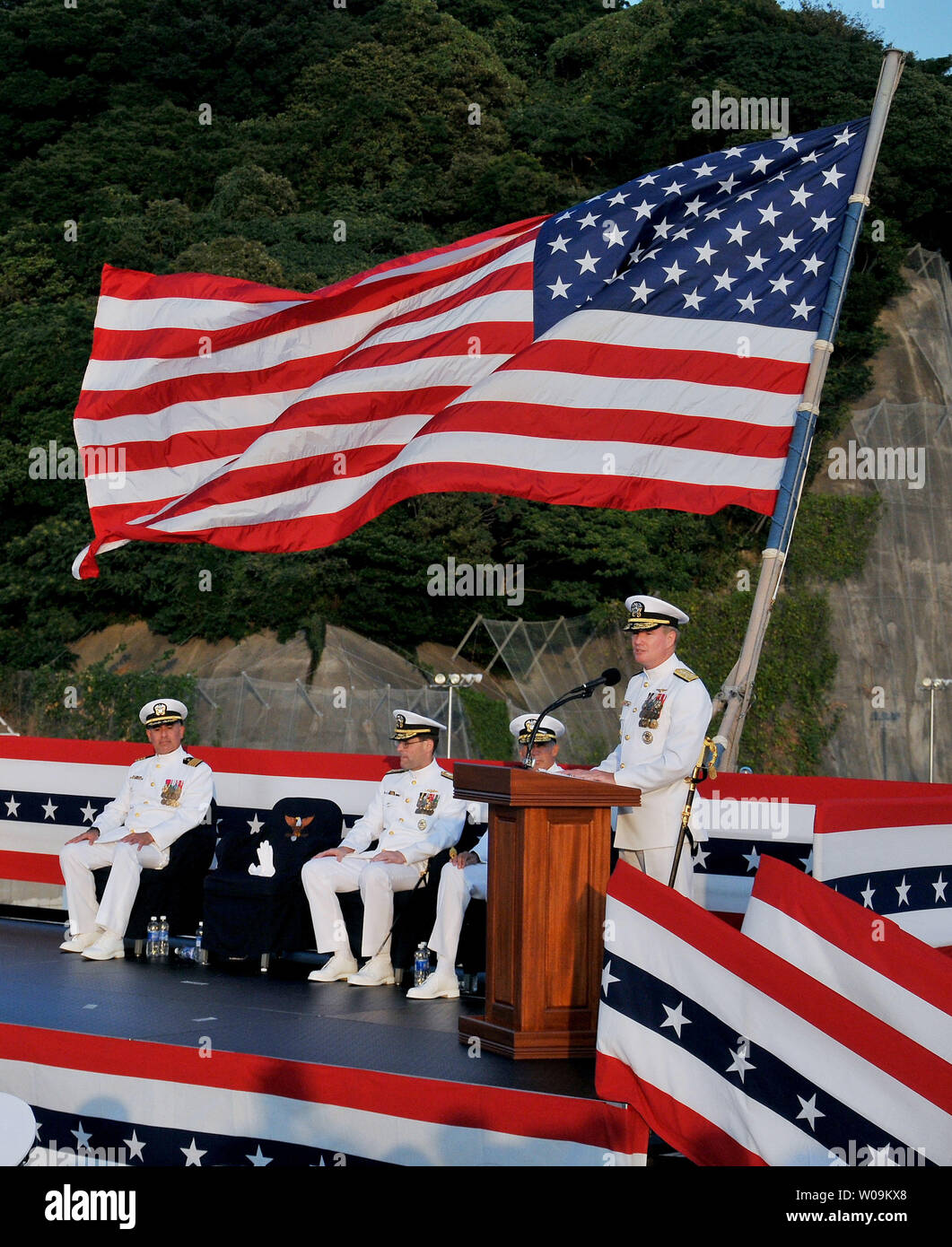Admiral Patrick M. walsh, commander of U.S. Pacific Fleet, speaks ...