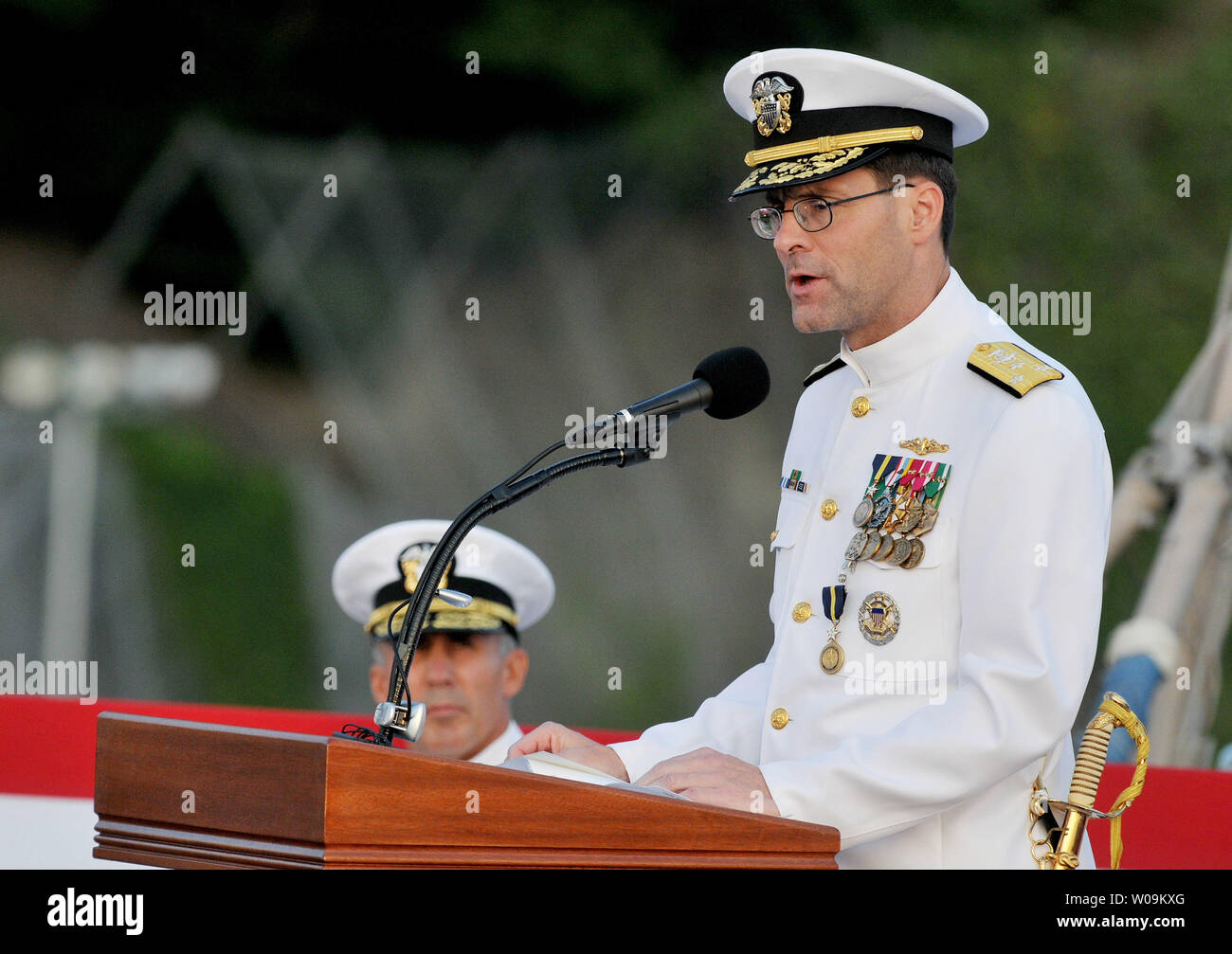 Vice Admiral John, M. Bird commander of U.S. Seventh Fleet, speaks ...