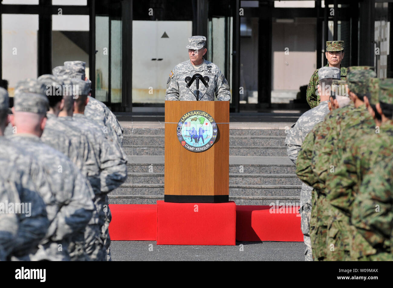 U.S. Army Pacific, Commander, Lt. Gen. Benjamin Mixon(C) speaks during ...