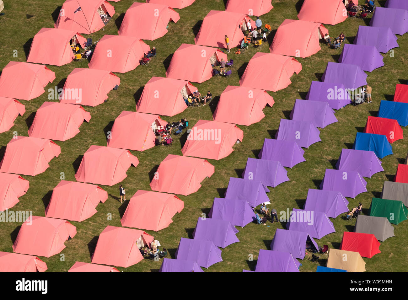 An aerial view of tents at the camping site on the second day of the ...