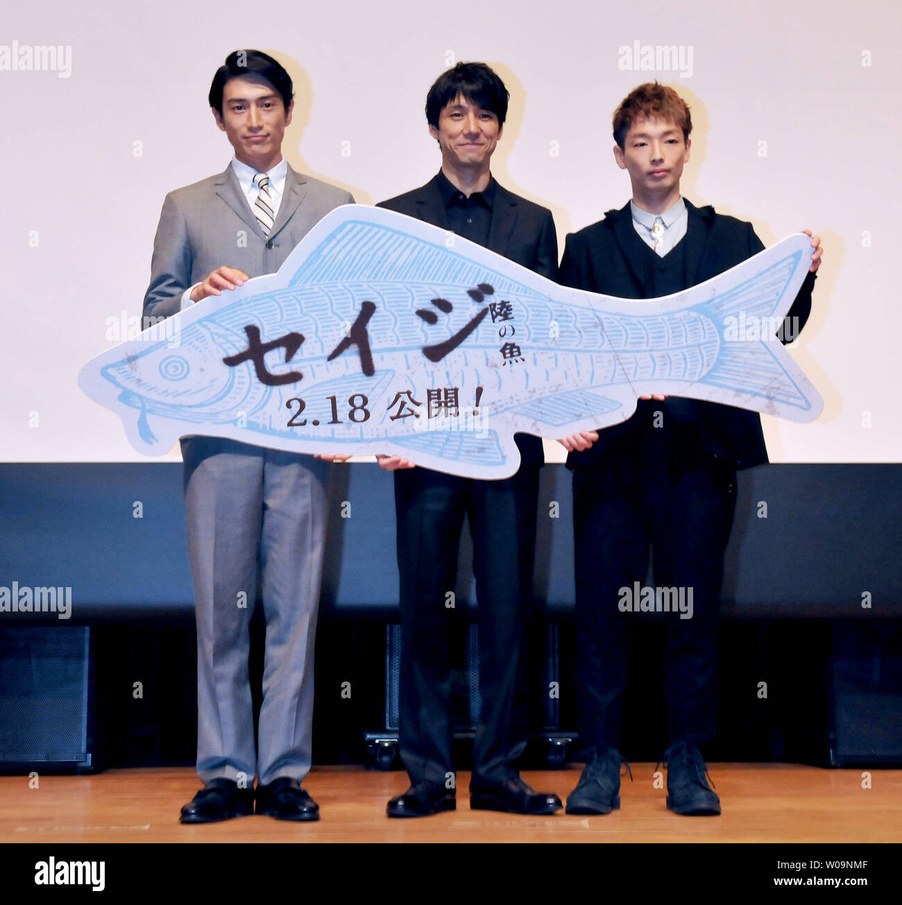 (L-R)Japanese actor and director Yusuke Iseya, actors Hidetoshi ...