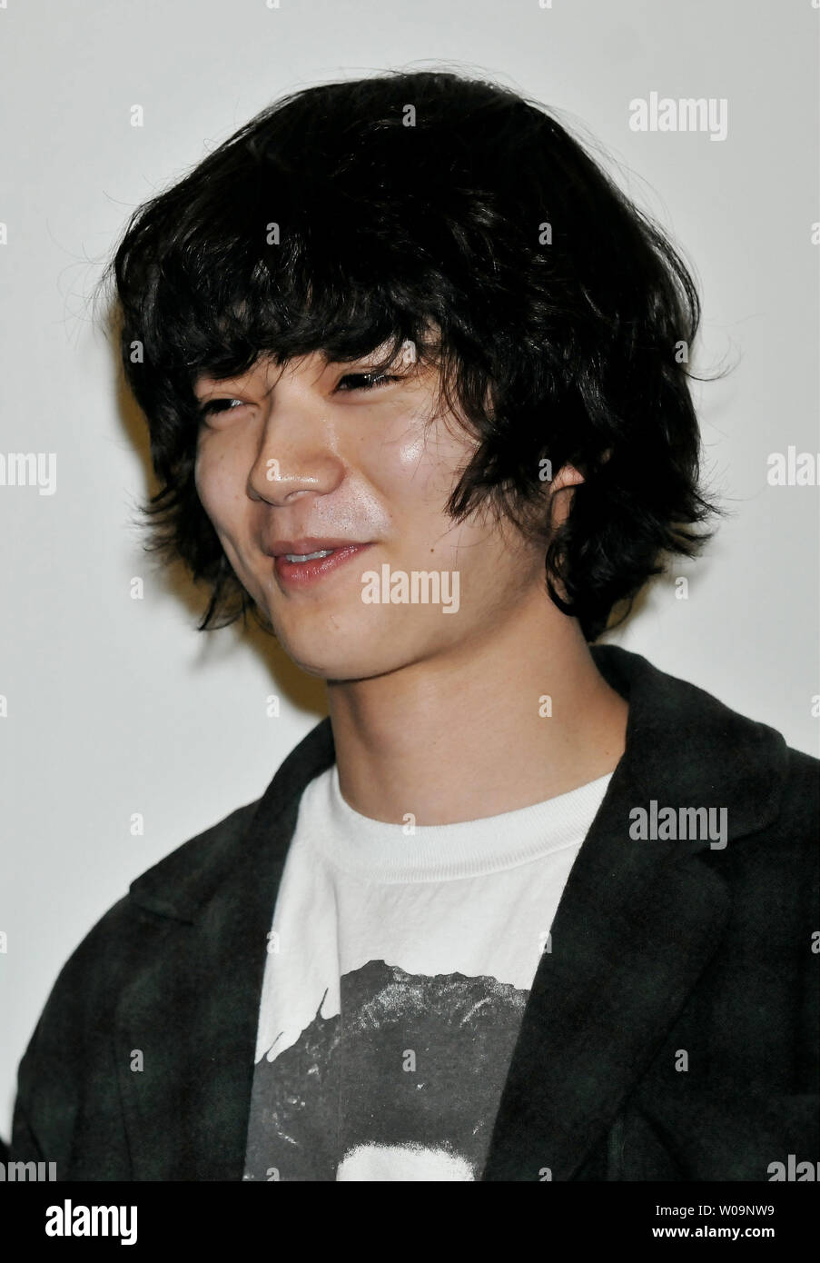Japanese actor Shota Sometani attends a stage greeting during an ...