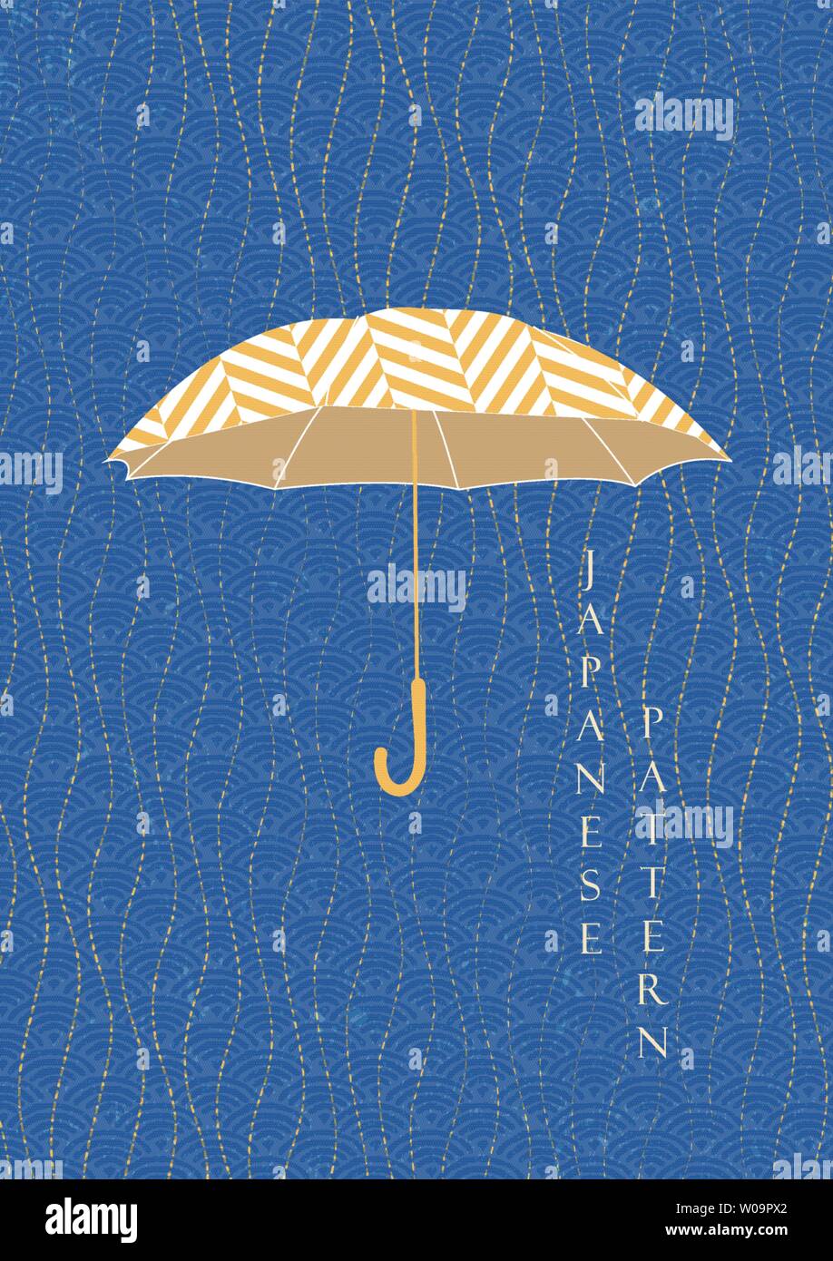 Rainy background with umbrella vector. Japanese pattern template.Rainy ...