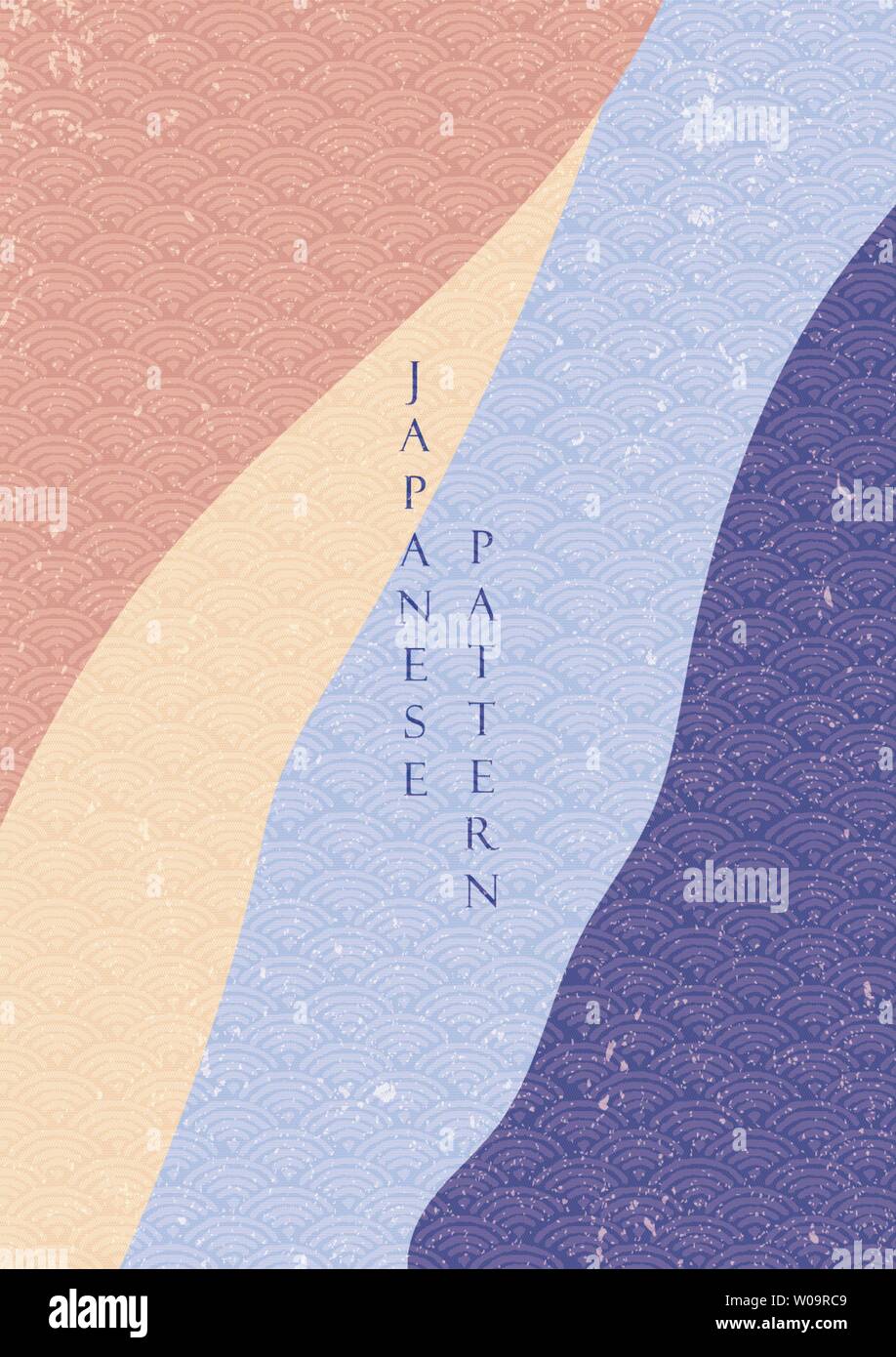 Japanese pattern with abstract elements vector. Japanese wave template ...