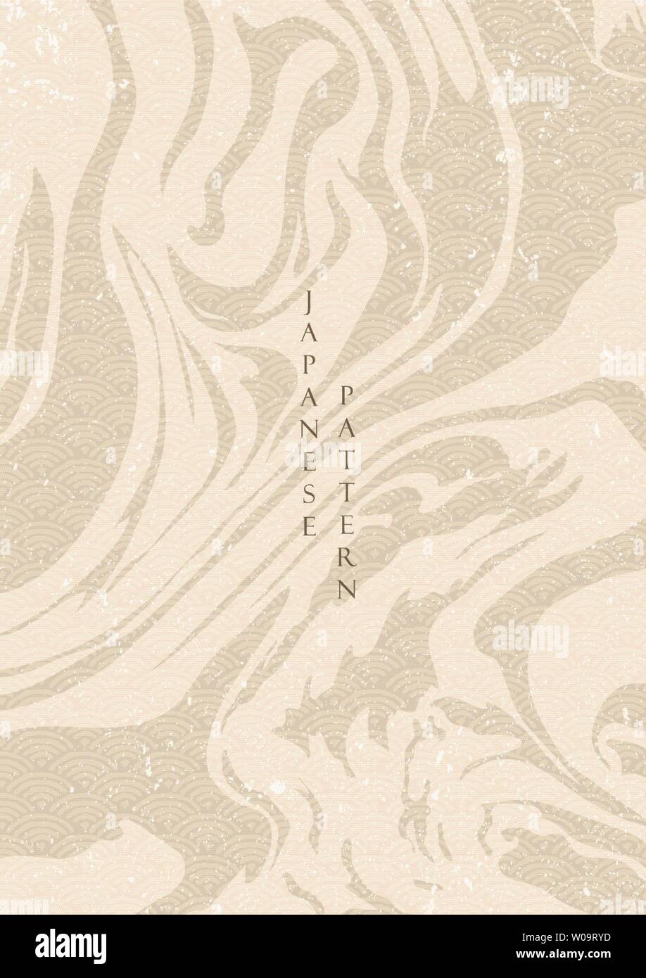 Abstract background with Japanese pattern vector. Water flow shape ...